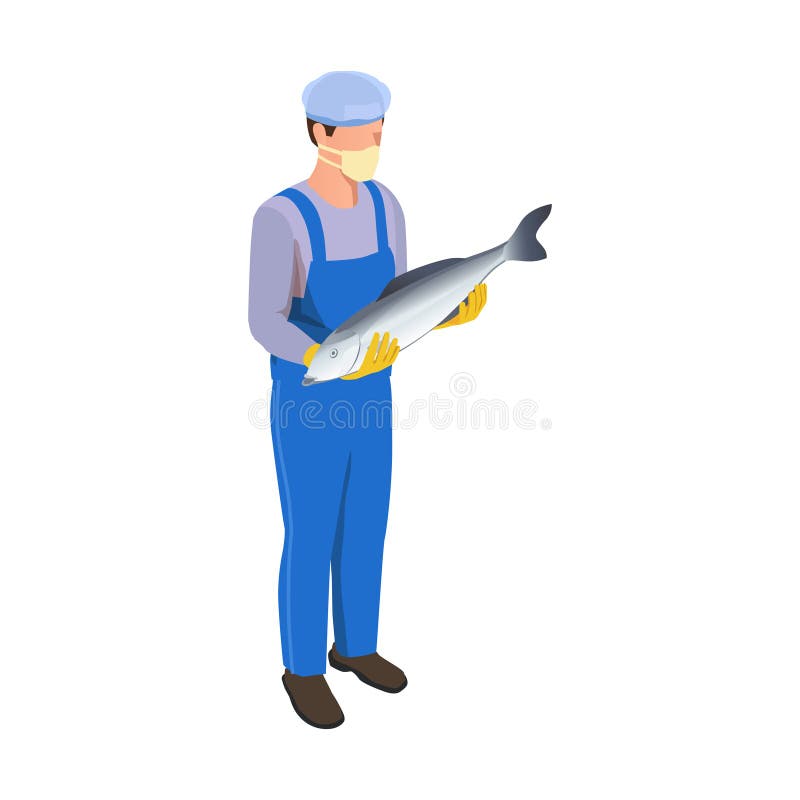 Fish Processing Worker Composition Stock Vector - Illustration of ...