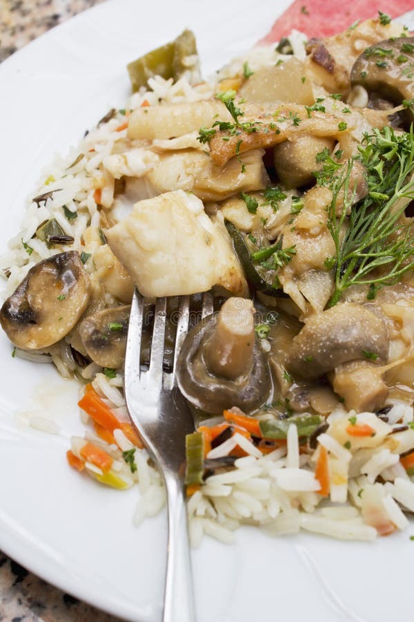 Fish Ragout with Mixed Vegetables and Rice Stock Image - Image of fish ...
