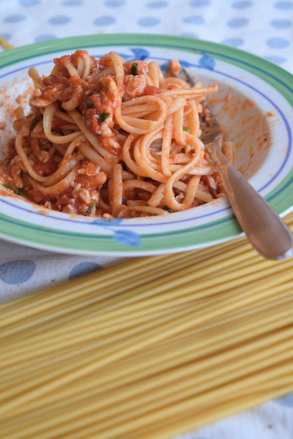 Fish ragout spaghetti stock photo. Image of food, pasta - 231258052