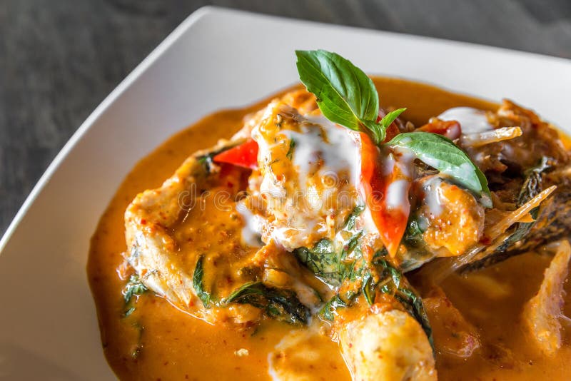 Fish with Red Curry Paste stock image. Image of boat - 78692345