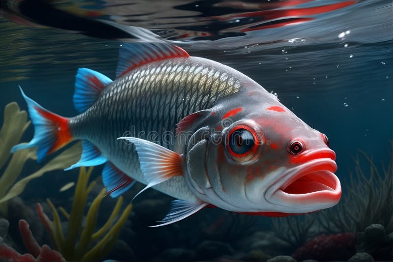 A Fish with a Red Eye and a Red Eye is in the Water. Generative AI ...