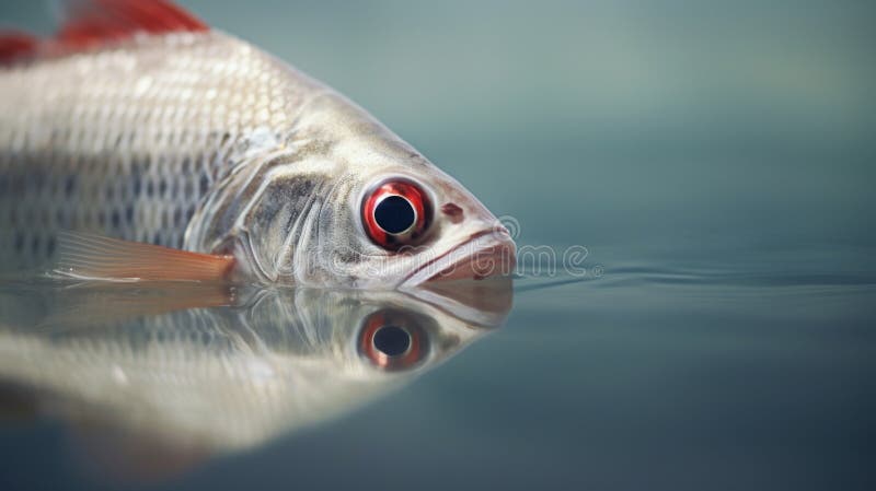 A Fish with Red Eyes is Floating on the Surface of Water, AI Stock ...