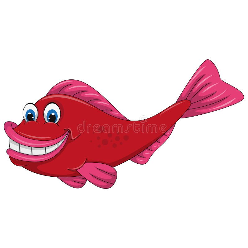 Green Fish with Big Eye and Smile Cartoon Vector Illustration Stock ...
