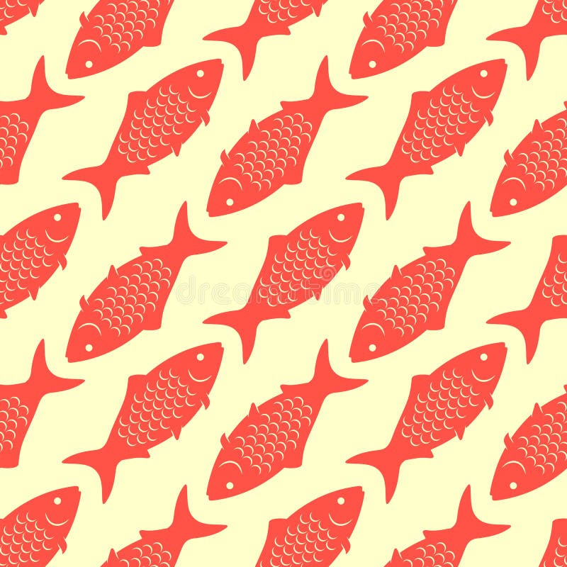 Fish Red Icon Repeat Seamless Pattern. Vector Stock Vector ...