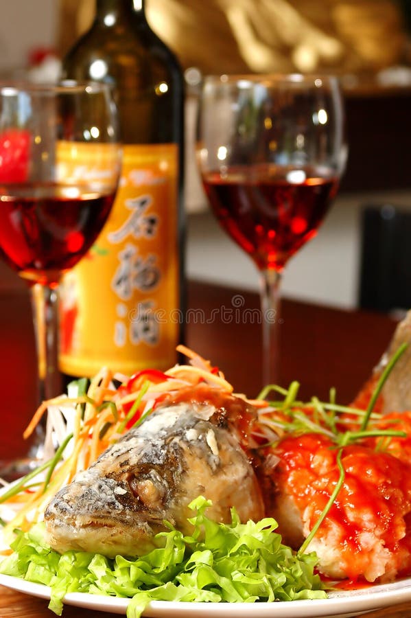 Fish with red wine stock image. Image of asparagus, cuisine - 9554381