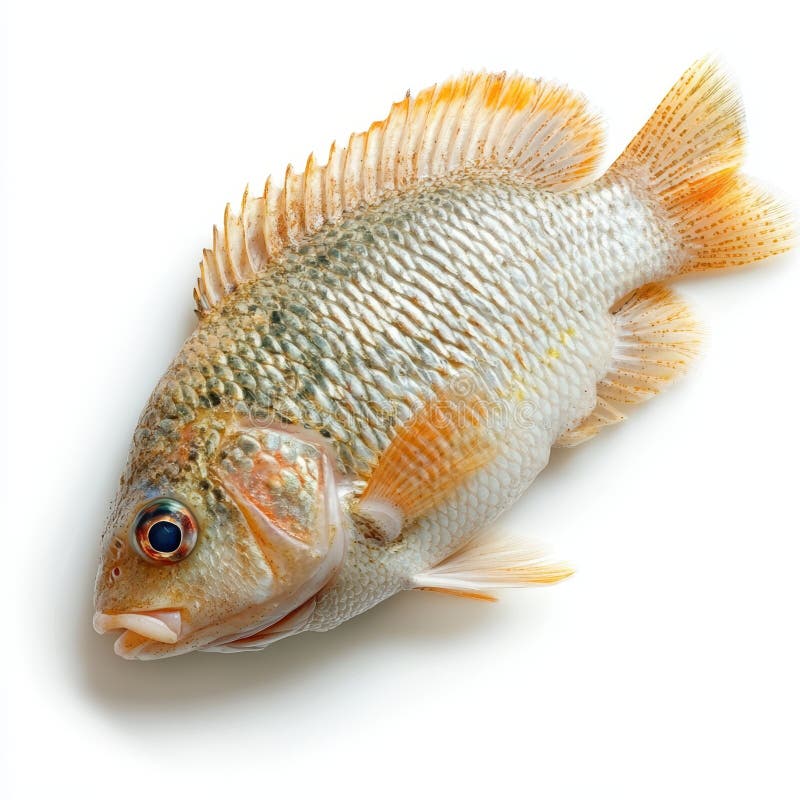 A Fish Rests on a Smooth White Surface, Showcasing Its Natural Colors ...