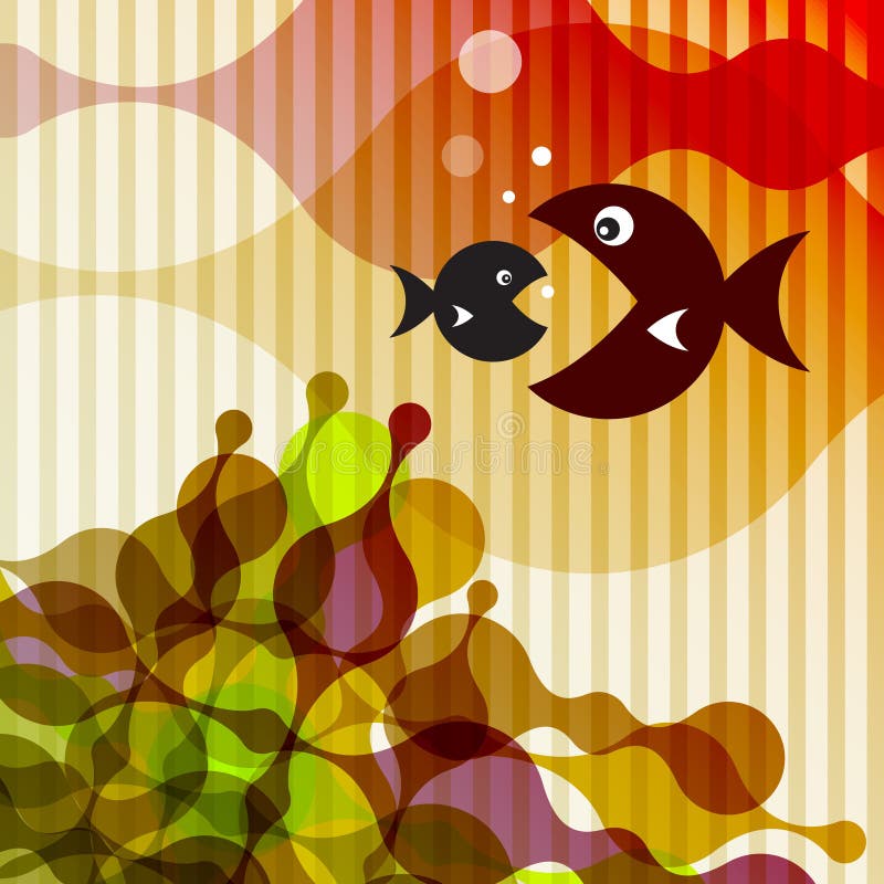 Fish on Retro Background stock vector. Illustration of wave - 135553315