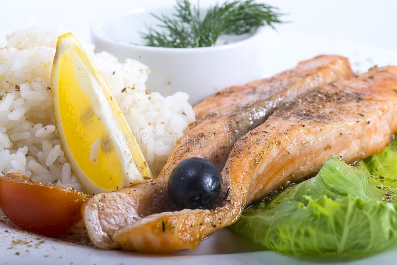 Fish with rice stock photo. Image of appetizing, healthy - 50457082