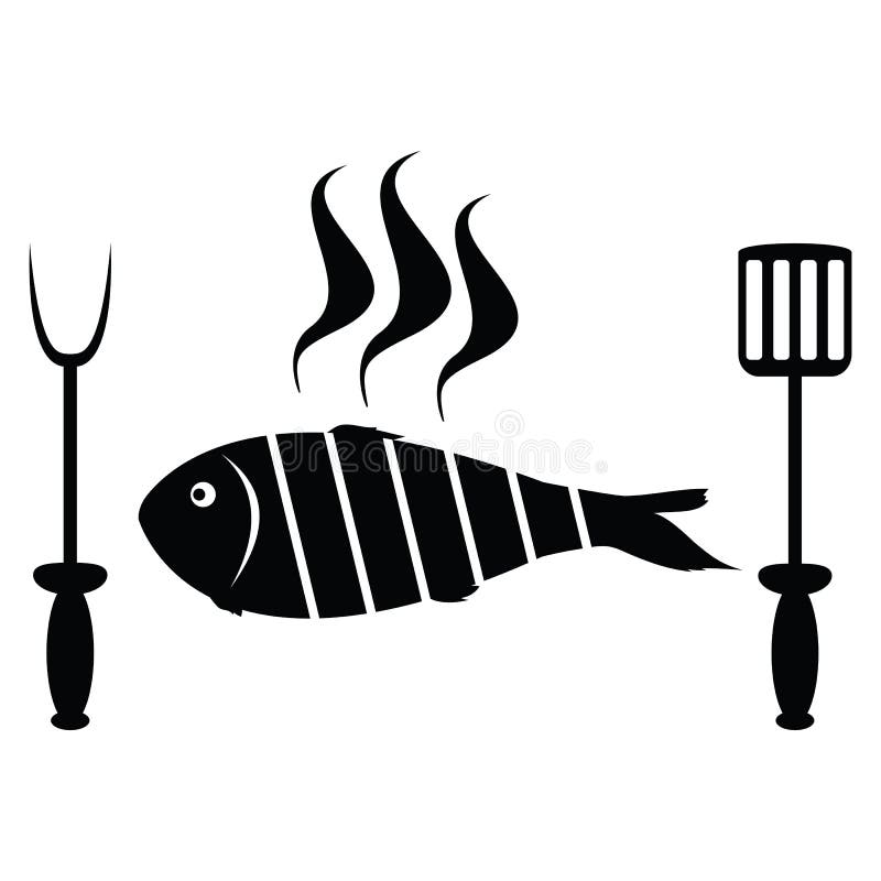 Roast fish on plate stock vector. Illustration of lemon - 11959527