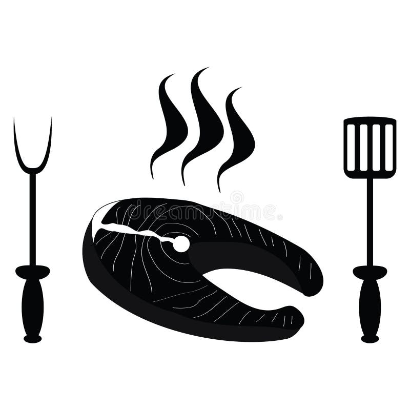 Roast fish on plate stock vector. Illustration of lemon - 11959527