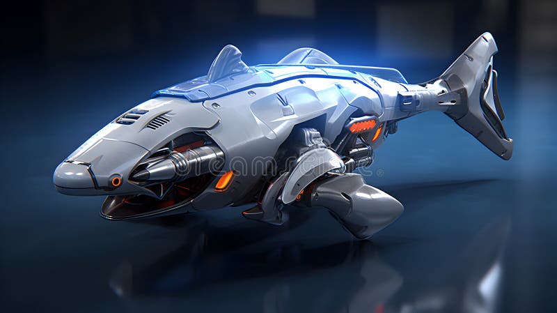 Fish Robot Technology. AI Illustration. Stock Image - Image of gear ...