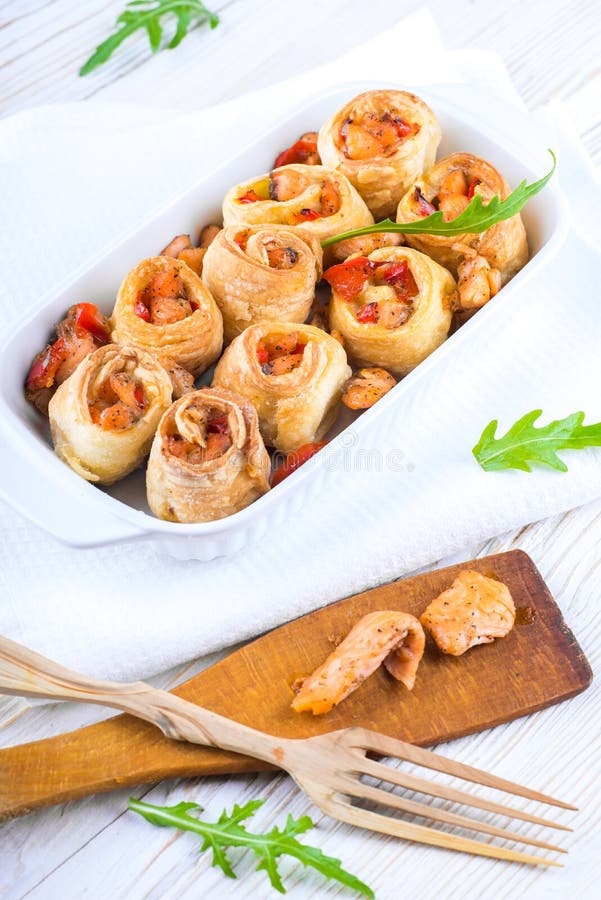 Fish Roll Salmon with Pepper Stock Photo - Image of catering, dinner ...