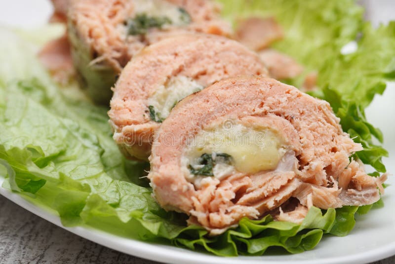Fish rolls with cheese stock photo. Image of filet, salmon - 27485948