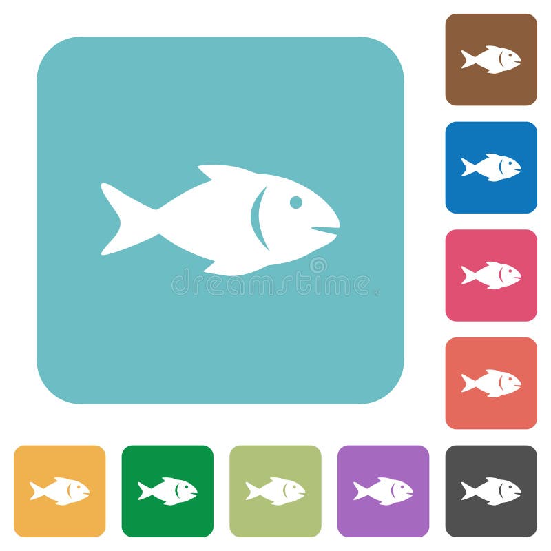 Fish Rounded Square Flat Icons Stock Vector - Illustration of meal ...