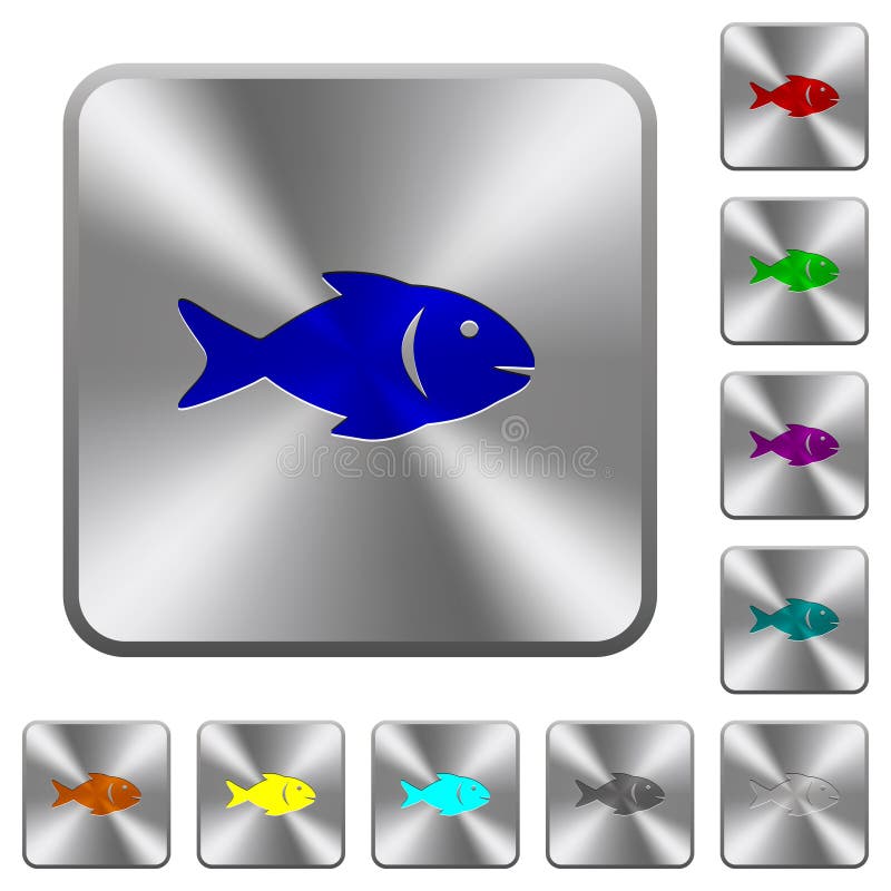 Fish Rounded Square Steel Buttons Stock Vector - Illustration of fish ...