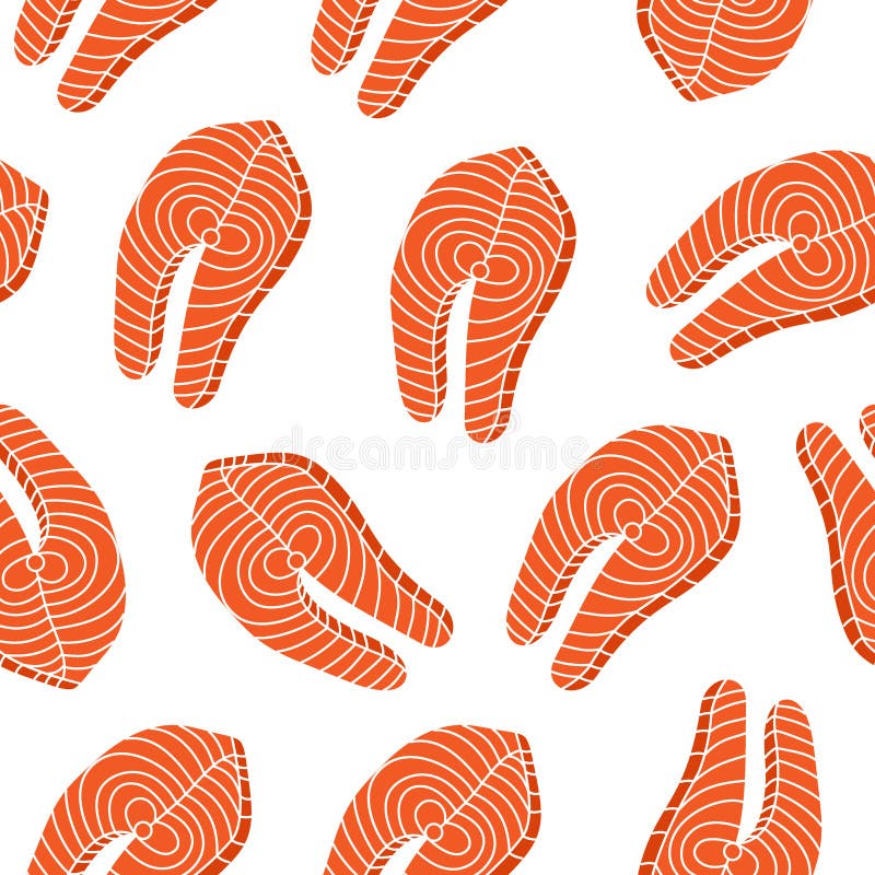 Raw Salmon Steak Flat Vector Illustration Fish Meat Stock Photos - Free ...