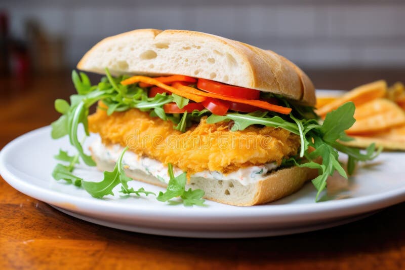 Fish Sandwich on a Plate, for Lent Stock Illustration - Illustration of ...