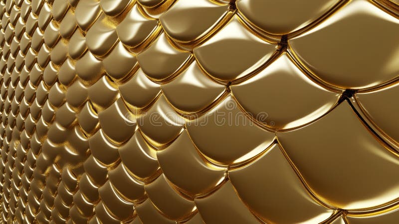 A Fish Scale Wallpaper with Gold Blocks on a Polished Tile Background ...