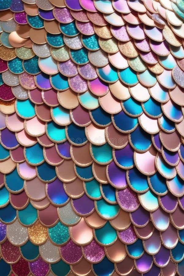 Fish Scales Colorful Pattern, Vertical Composition Stock Illustration ...