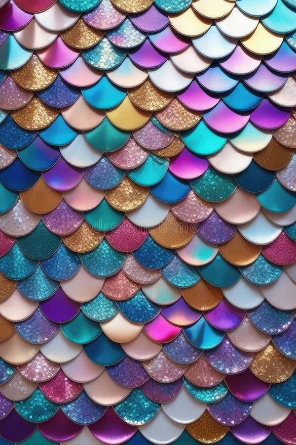 Fish Scales Colorful Pattern, Vertical Composition Stock Illustration ...