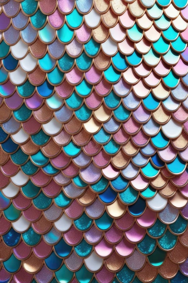 Fish Scales Colorful Pattern, Vertical Composition Stock Illustration ...