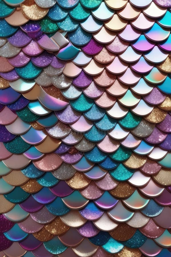 Fish Scales Colorful Pattern, Vertical Composition Stock Illustration ...