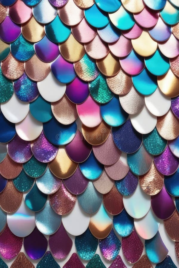 Fish Scales Colorful Pattern, Vertical Composition Stock Illustration ...