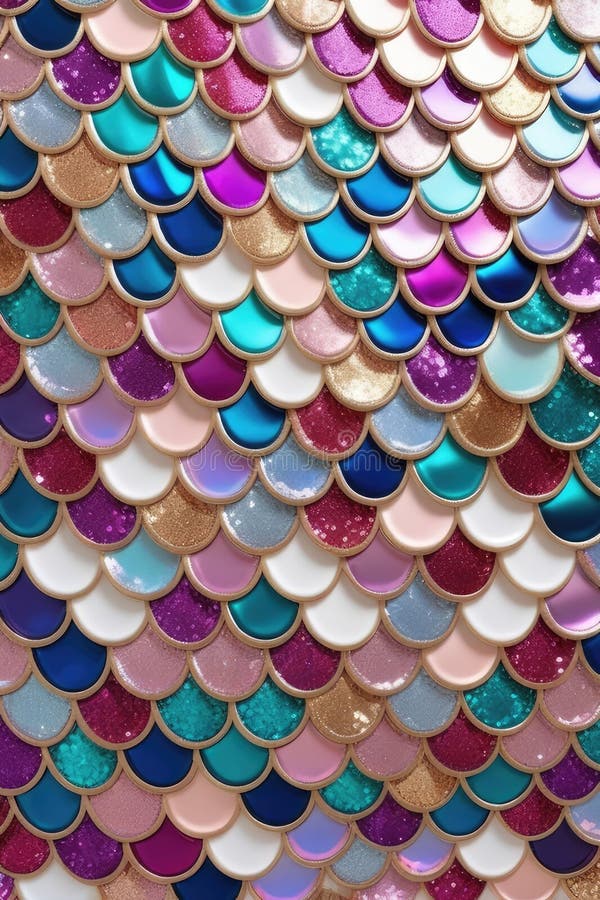 Fish Scales Colorful Pattern, Vertical Composition Stock Illustration ...