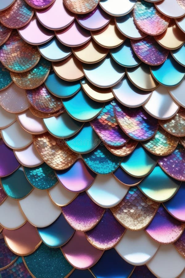 Fish Scales Colorful Pattern, Vertical Composition Stock Illustration ...