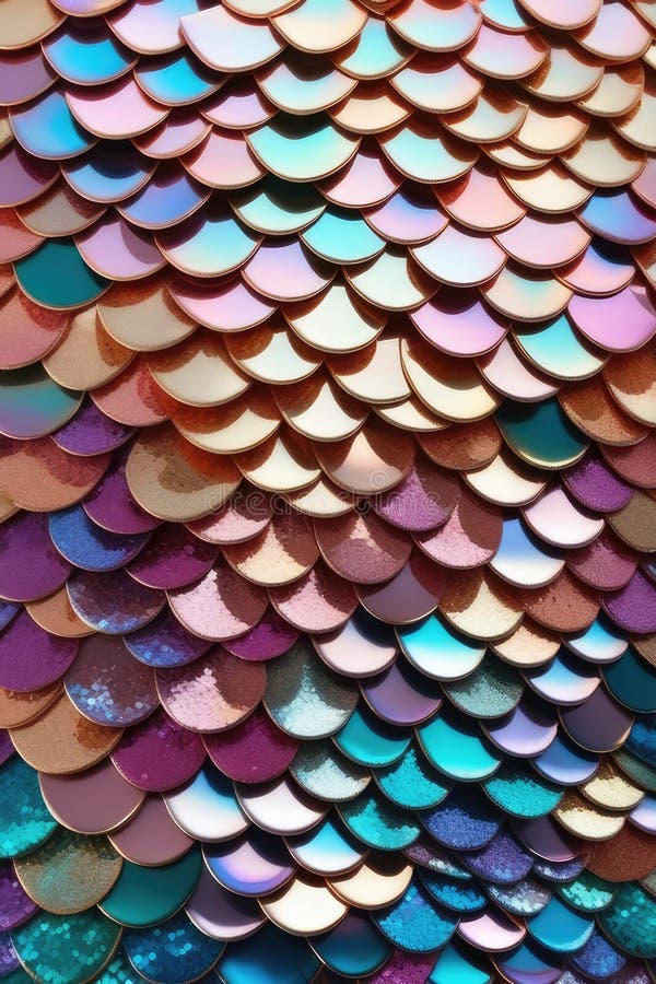 Fish Scales Colorful Pattern, Vertical Composition Stock Illustration ...