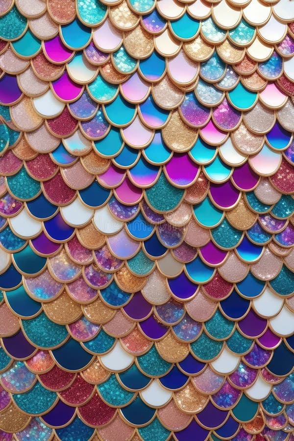 Fish Scales Colorful Pattern, Vertical Composition Stock Illustration ...