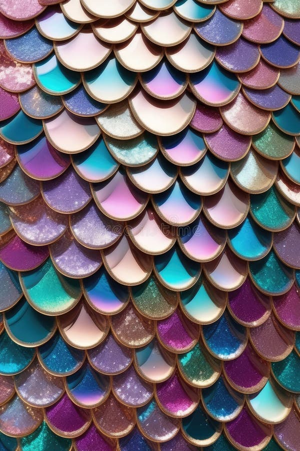 Fish Scales Colorful Pattern, Vertical Composition Stock Illustration ...