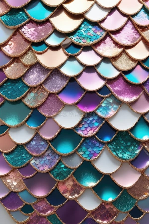 Fish Scales Colorful Pattern, Vertical Composition Stock Illustration ...