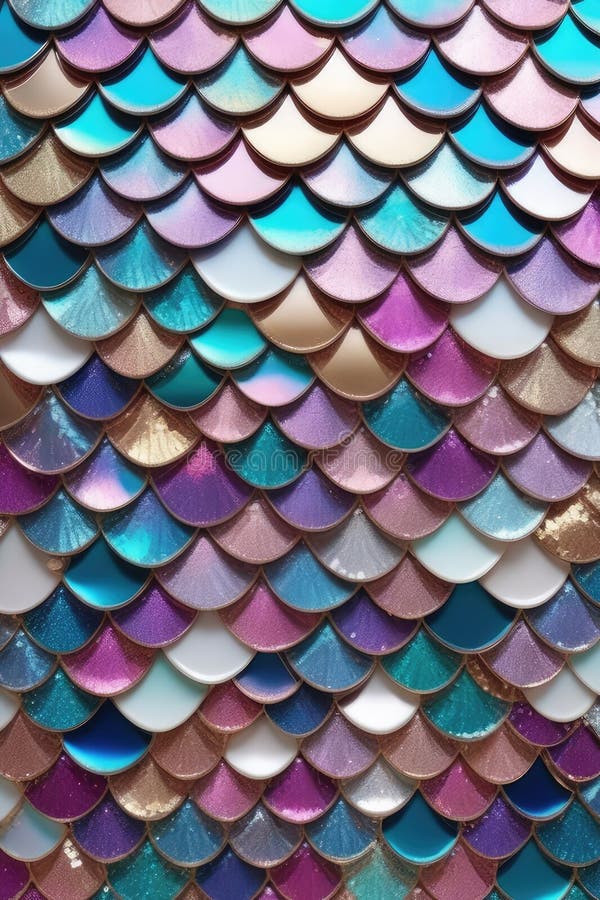 Fish Scales Colorful Pattern, Vertical Composition Stock Illustration ...