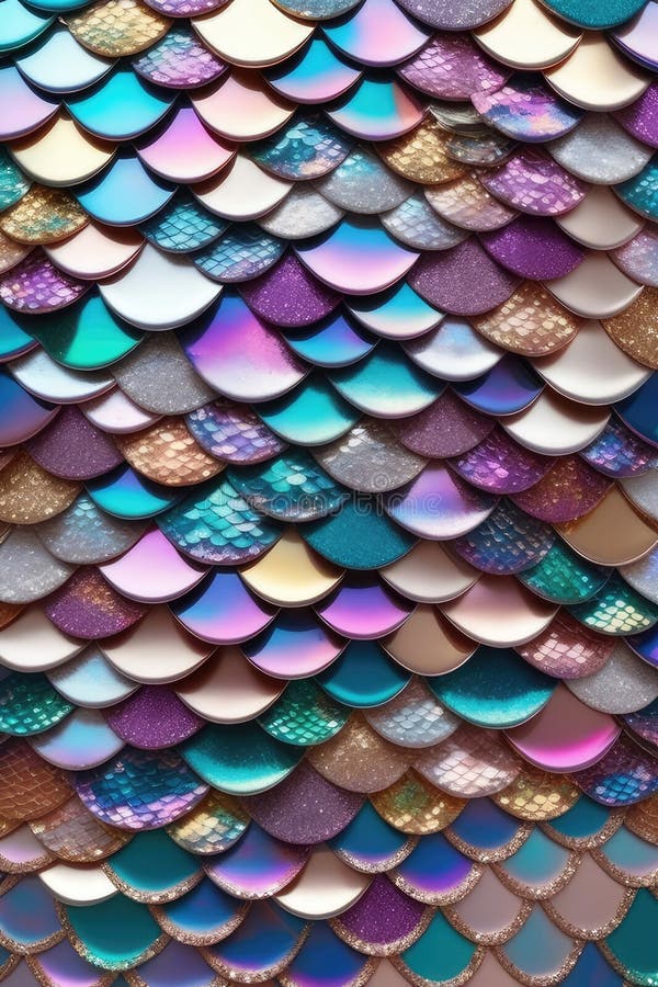 Fish Scales Colorful Pattern, Vertical Composition Stock Illustration ...