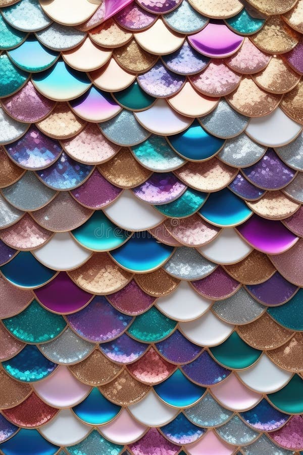 Fish Scales Colorful Pattern, Vertical Composition Stock Illustration ...