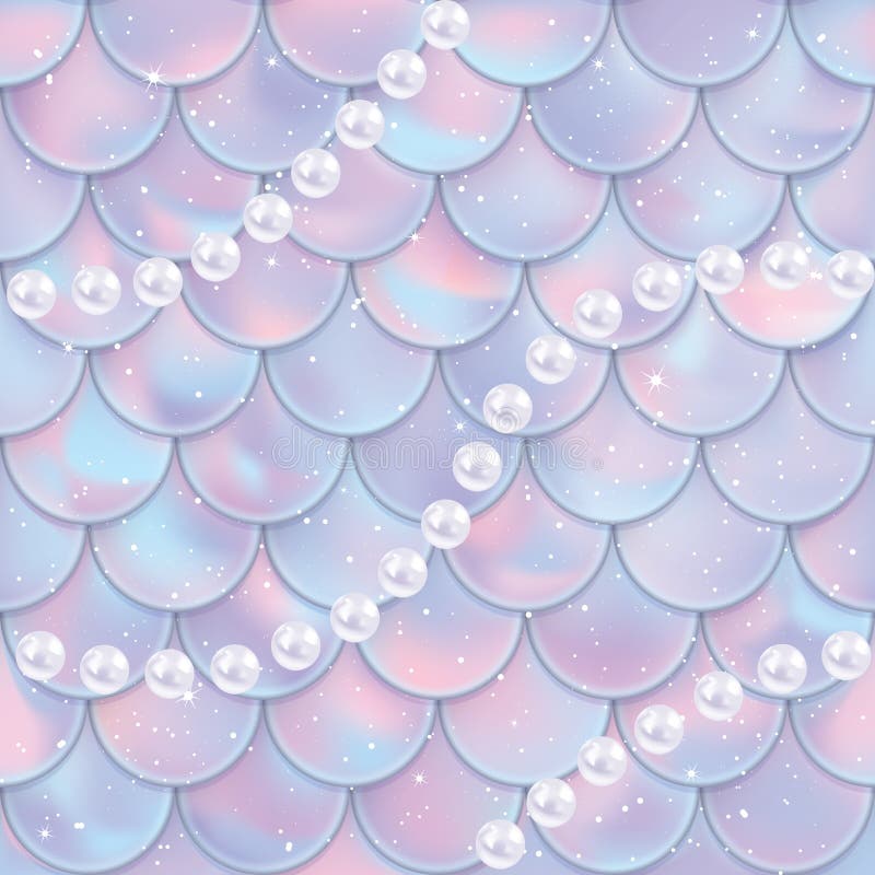 Fish Scales and Pearls Seamless Pattern. Mermaid Tail Texture. Vector ... Fish Scales and Pearls Seamless Pattern. Mermaid Tail Texture. Vector ...