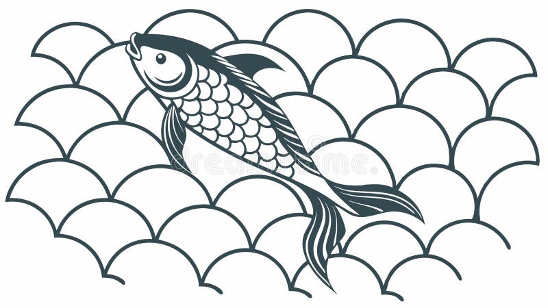 Fish on Scaly Pattern, Aquatic Life and Marine Design Element, Vector ...