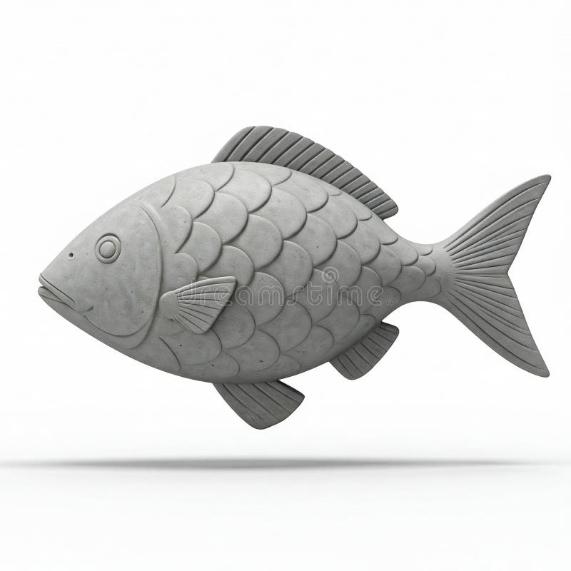 Fish Sculpture Made of Grey Concrete Stock Illustration - Illustration ...