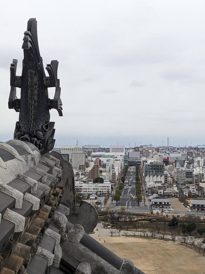 A Fish Sculpture, or the Shachi, on the Rooftop of the Main Keep in ...