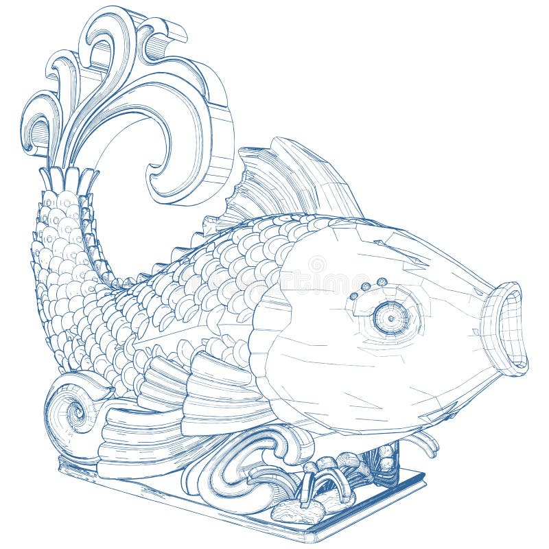 Fish Sculpture Vector. Illustration Isolated on White Background Stock ...