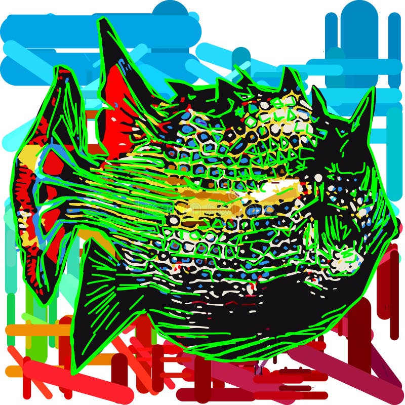 The Fish of the Sea Swims Color Round Marine Abstraction Stock Vector ...