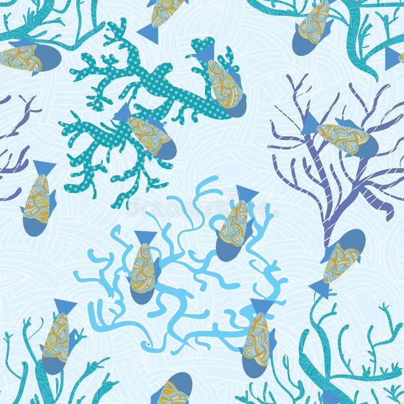 Fish in Sea, Underwater Pattern. Vector Seamless Texture Stock Vector ...