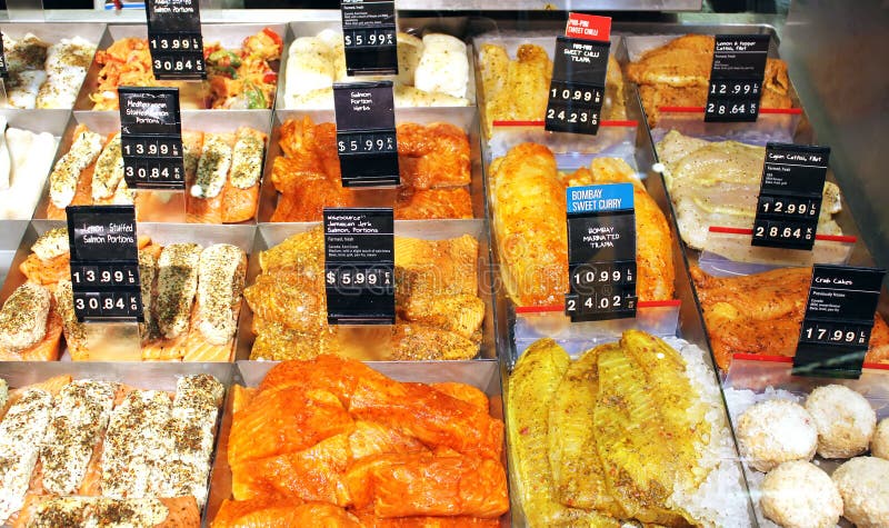 Fish and seafood stock photo. Image of display, freezer - 55271618