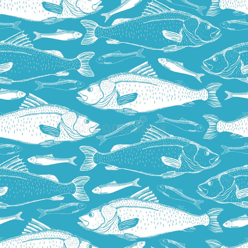 Seamless fish pattern stock vector. Illustration of decorative - 14402334