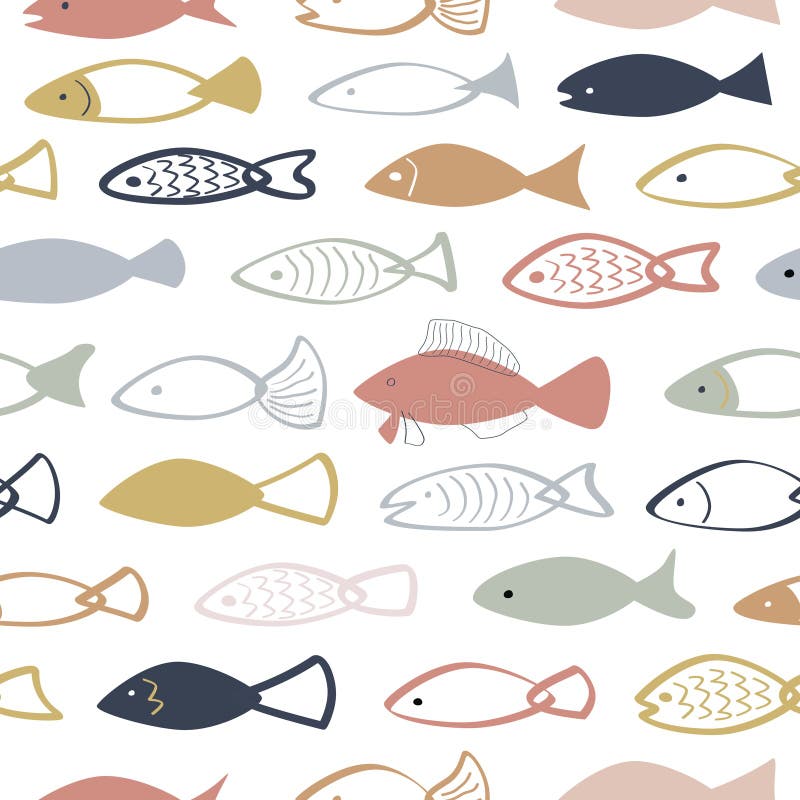 Fish Seamless Pattern for Background, Wrap, Fabric Stock Illustration ...
