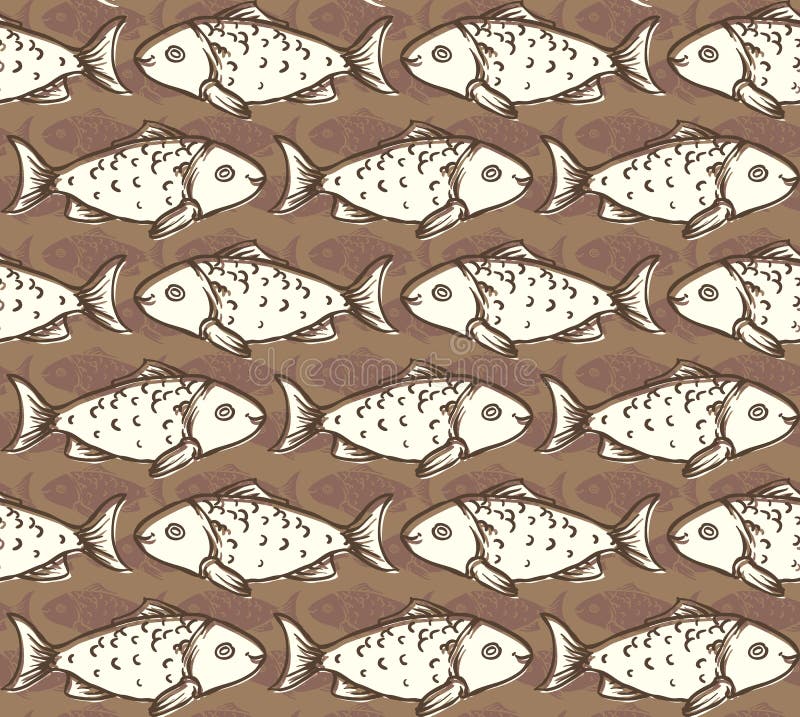 Beige Fish with Floral Ornament Stock Vector - Illustration of ocean ...