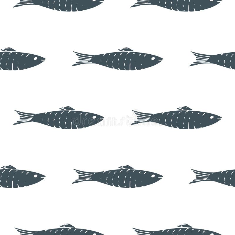 Fish Seamless Pattern. Fish Cartoon Doodle, Vector Illustration Stock ...