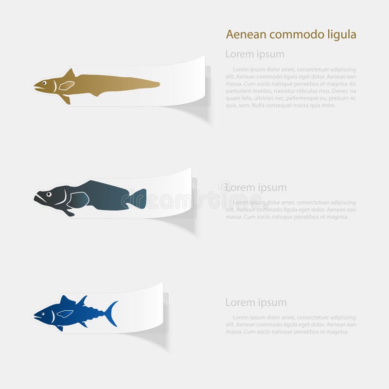 Fish the Seas and Oceans. Flat Sticker with Shadow on White Background ...