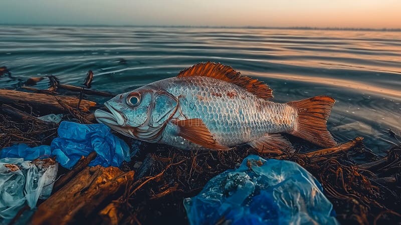Aquatic Animals Struggling with Pollution Water Body Environmental ...